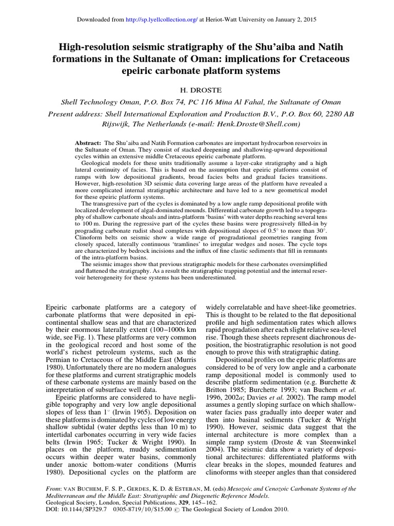 High Resolution Seismic Stratygraphy in Shuaiba and Natih Formation ...