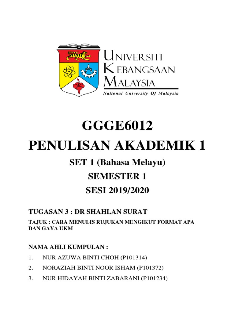 Tugasan 3 - Rujukan Format Apa Dan Ukm PDF | PDF