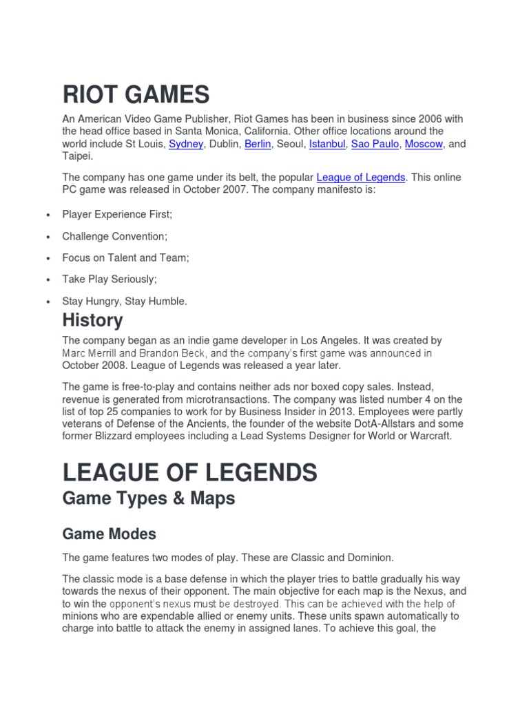 Riot Games' League of Legends Dominates the MOBA Genre | PDF | Gaming ...