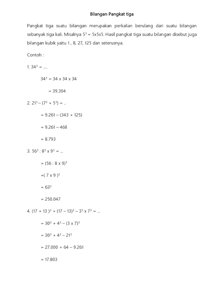 Bilangan Pangkat Tiga | PDF | Metode & Bahan Ajar | Griya & Taman