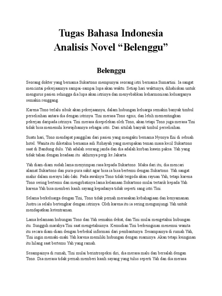 Novel Belenggu | PDF