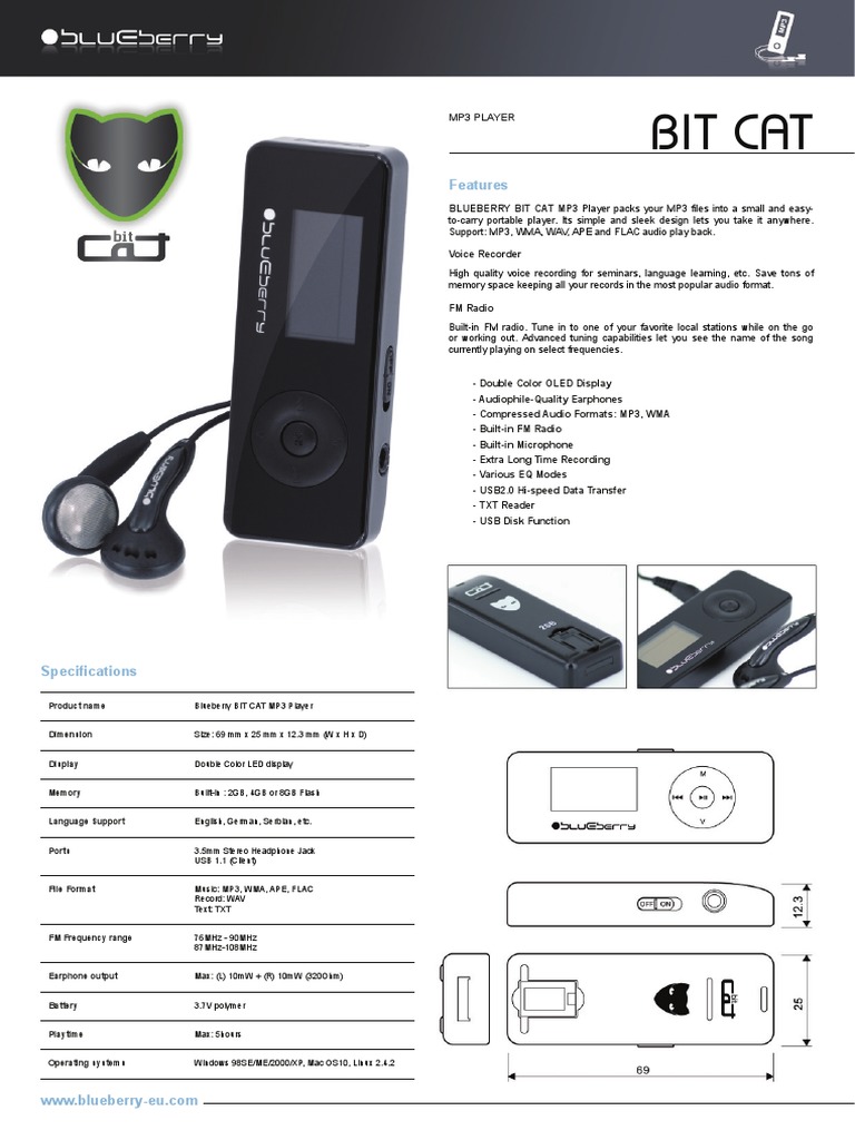 Bitcat Productsheet PDF | PDF | Mp3 | Headphones
