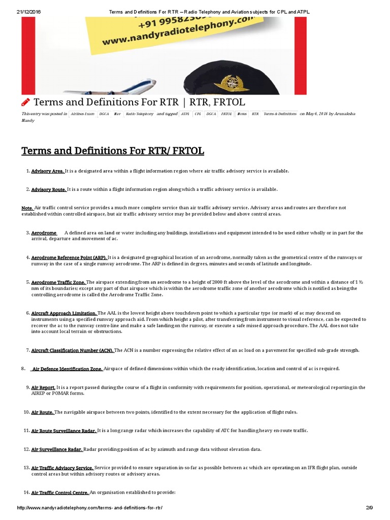 RTR Terms and Definitions | PDF | Air Traffic Control | High Frequency