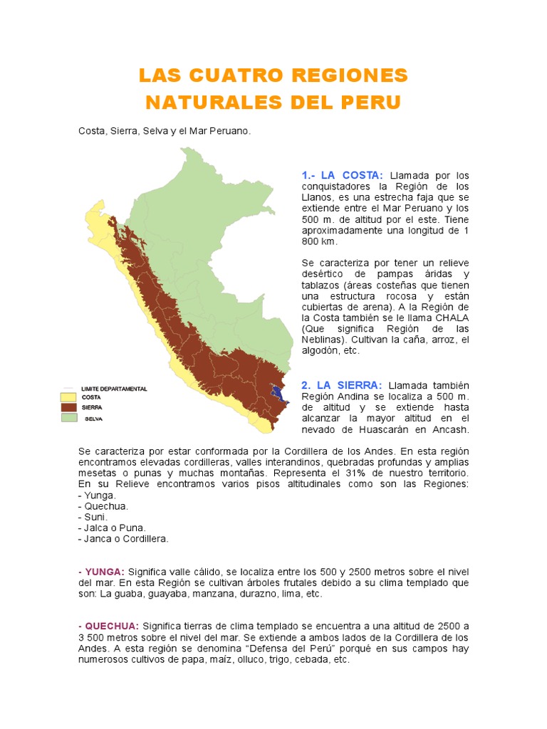 Las 4 Regiones Naturales Del Perú | PDF | Andes | Perú