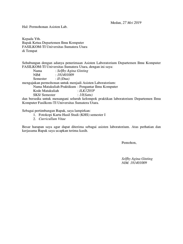 IKLC - Surat Permohonan AsLab | PDF | Sains & Matematika