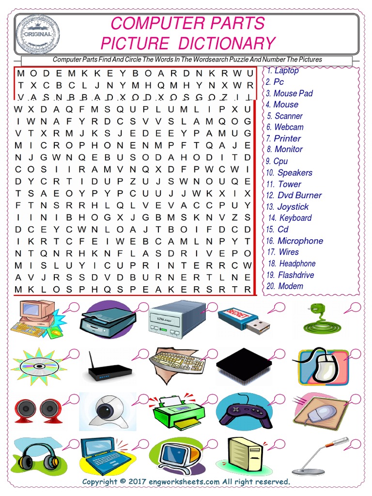 Computer Parts Find and Circle The Words in The Wordsearch Puzzle and ...