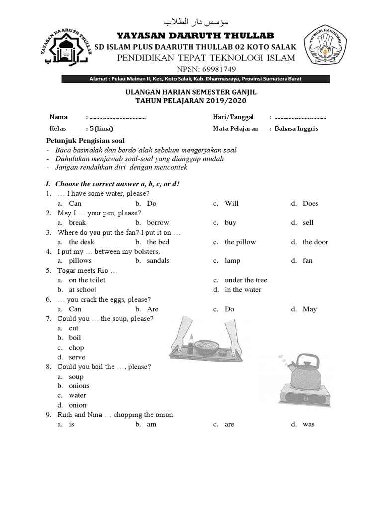 Soal UH BIng Kelas 5 SD UH 2 | PDF