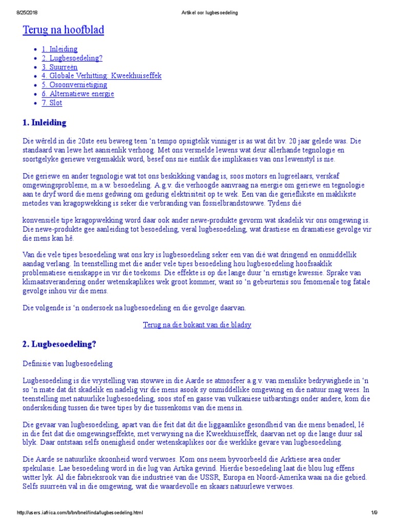 Artikel Oor Lugbesoedeling | PDF