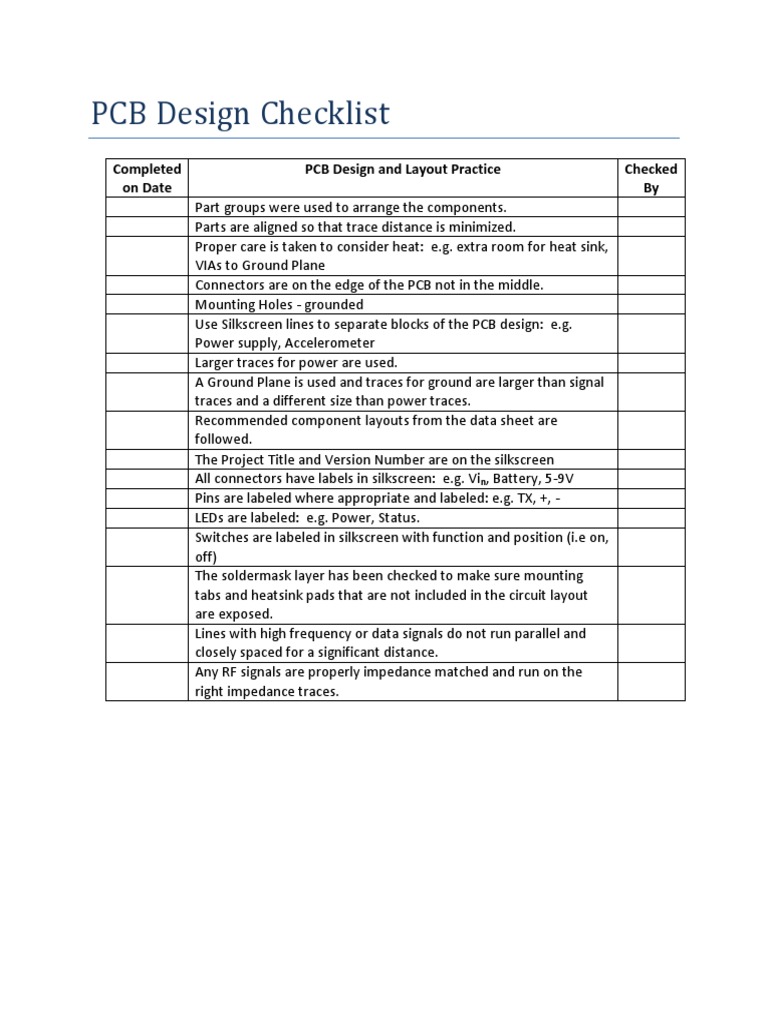 PCB Design Checklist | PDF