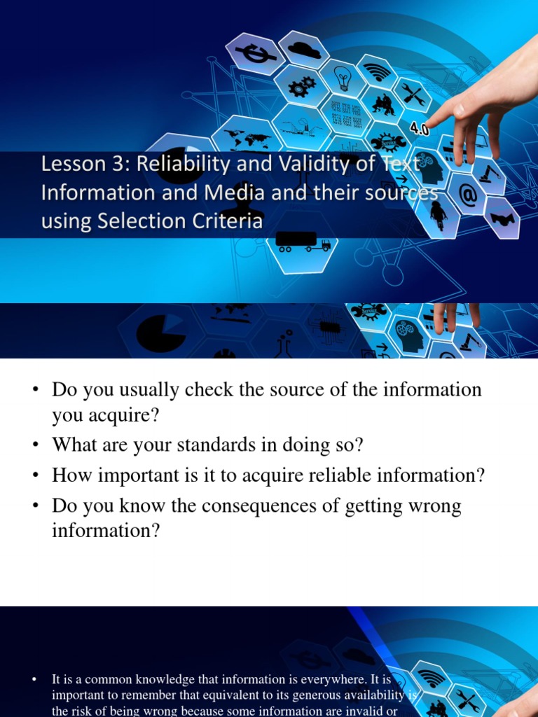 Lesson 3 | PDF | Validity (Statistics) | Information