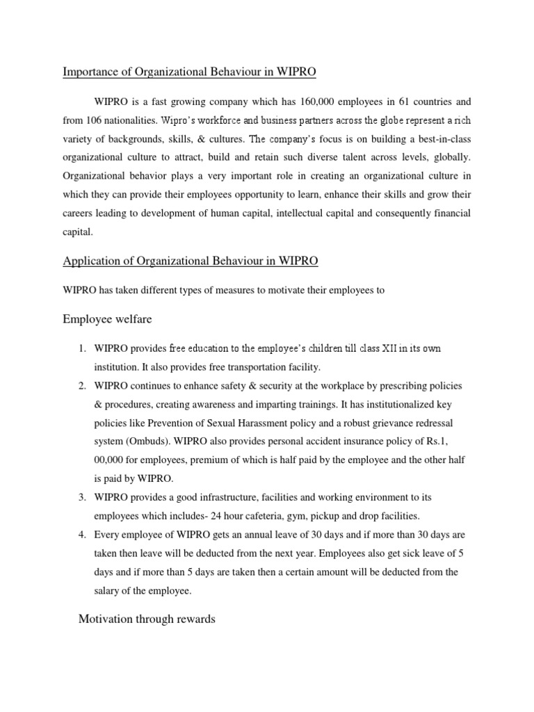 Enhancing Employee Motivation at WIPRO | PDF | Incentive | Employment
