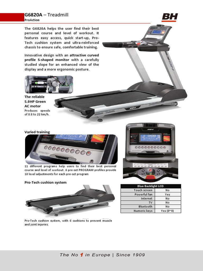 BH G6820A Treadmill PDF | PDF | Treadmill | Backlight