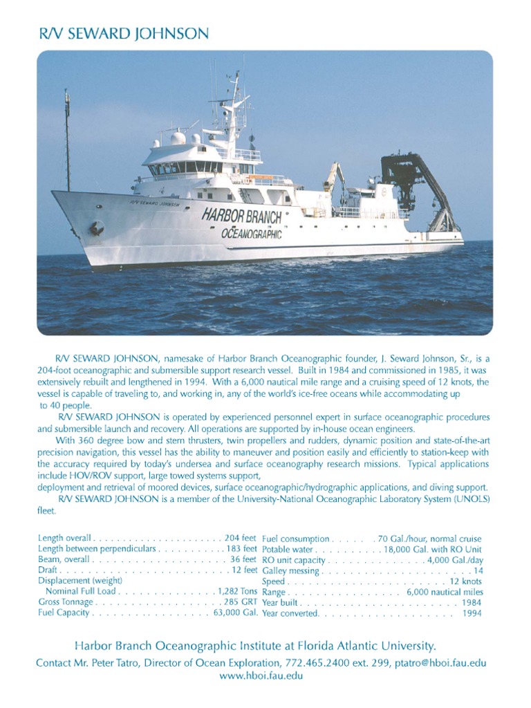 RV Seward Johnson Ships Particulars PDF | PDF
