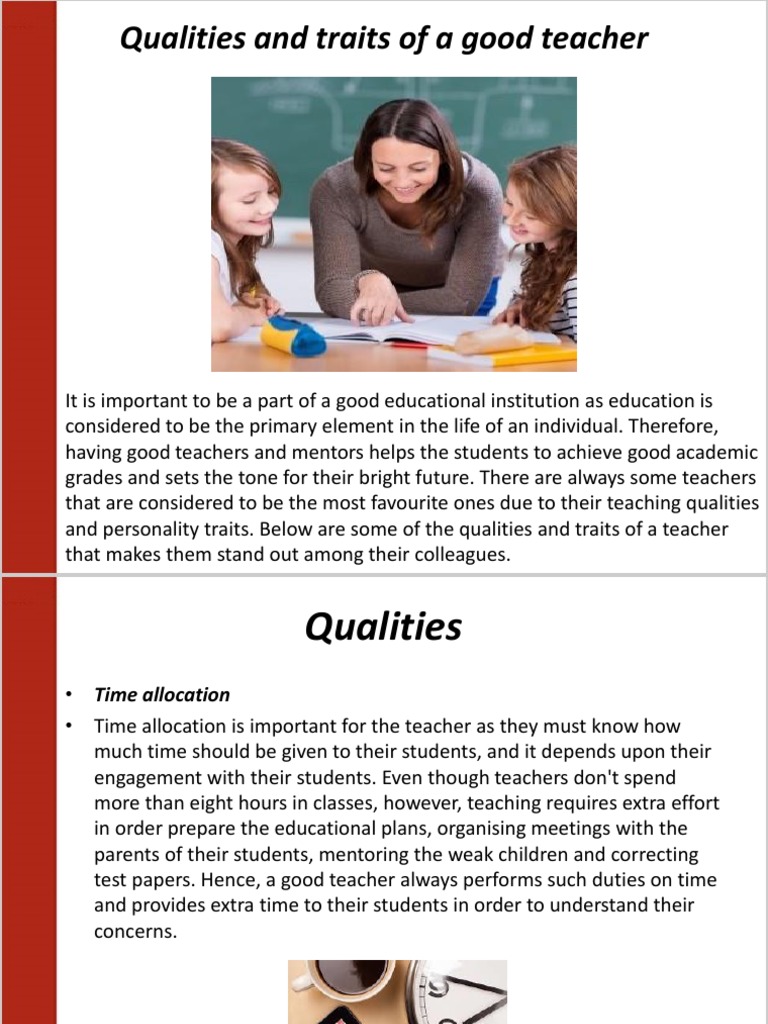 Qualities and Traits of A Good Teacher Last - PPSX | PDF | Mentorship ...