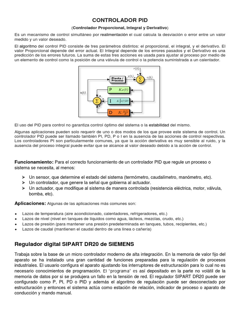 Controlador Pid | PDF | Ingenieria Eléctrica | Informática y tecnología ...