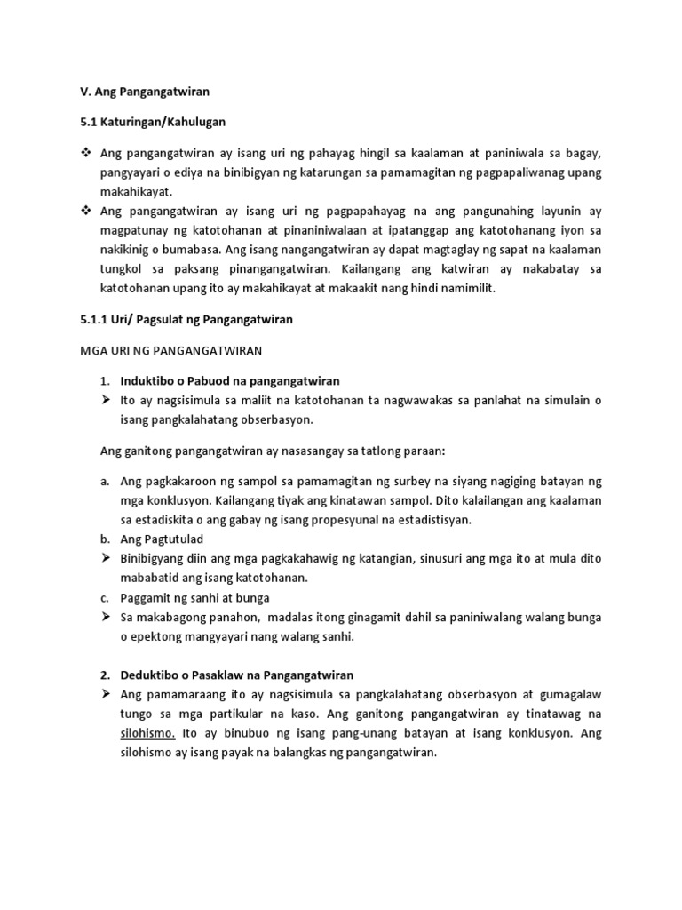 PANGANGATWIRAN (Outline) | PDF