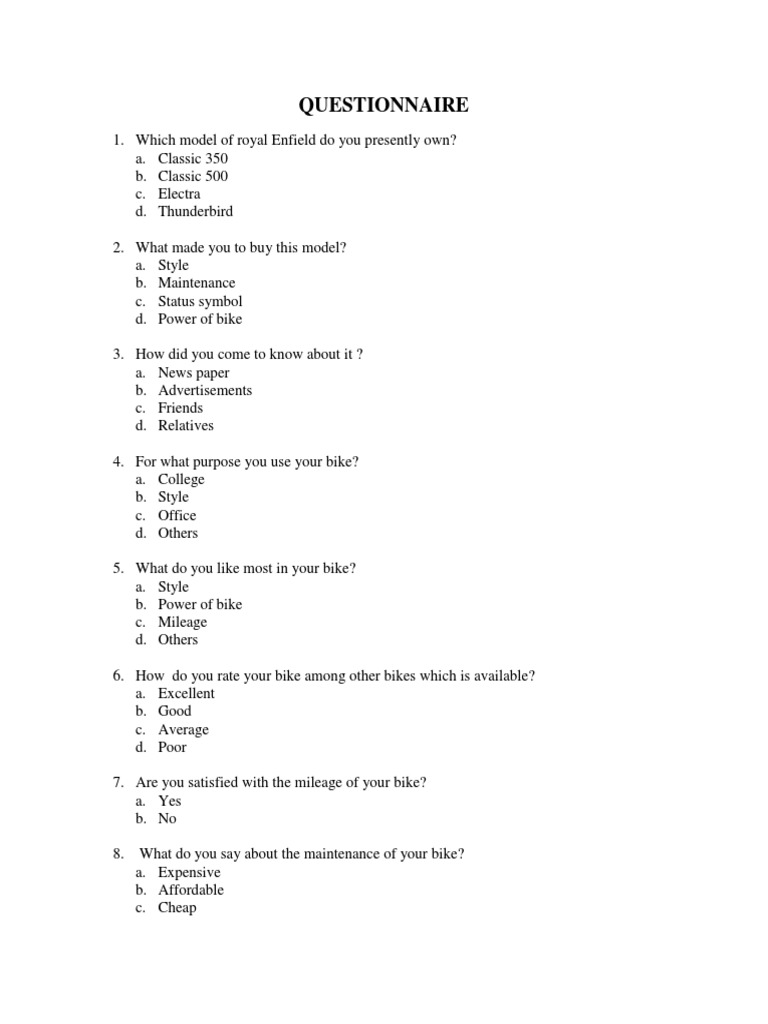 Questionnaire | PDF