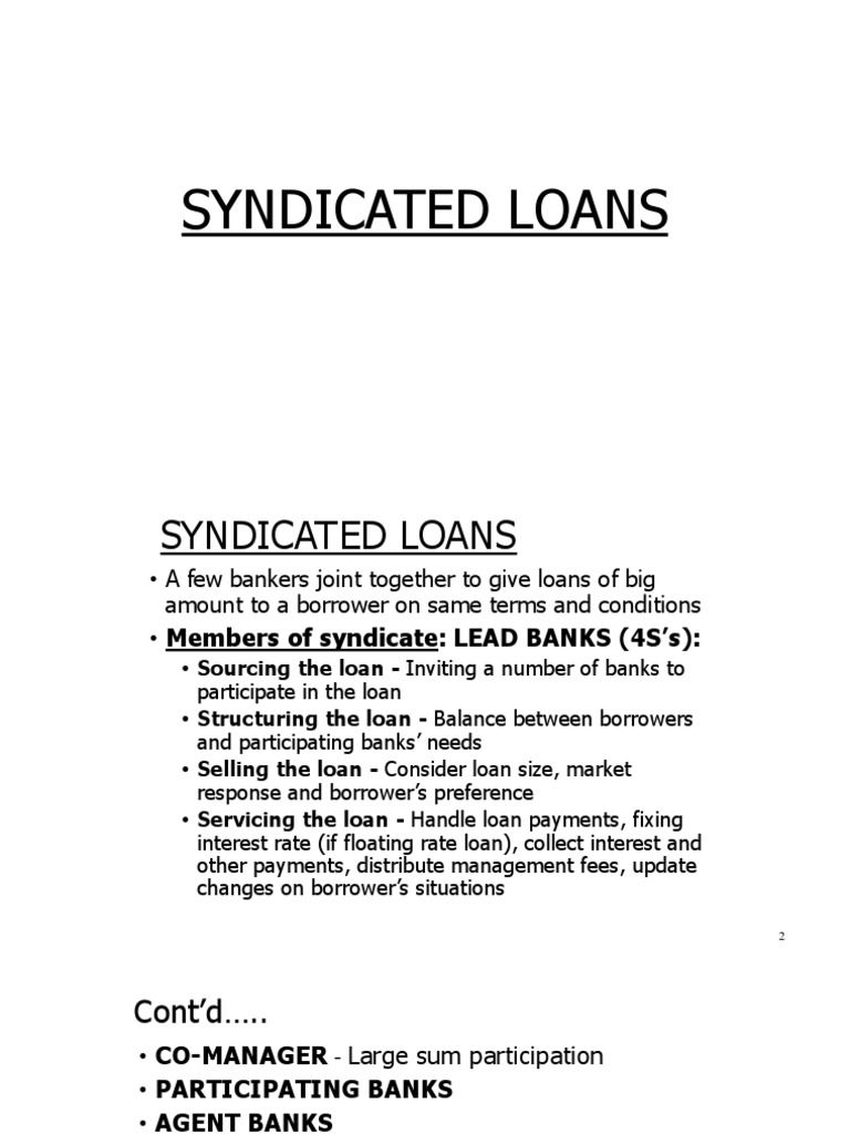 Syndication Loan | PDF | Syndicated Loan | Loans