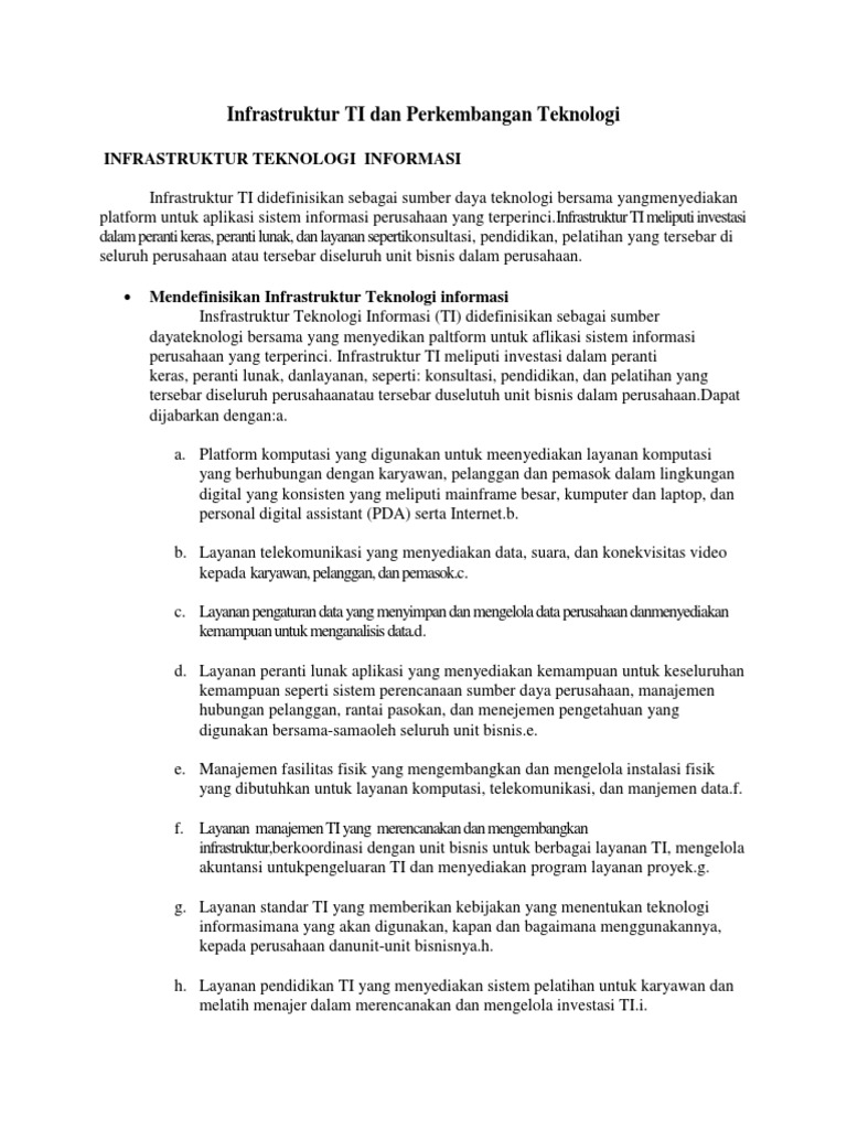 Infrastruktur TI Dan Perkembangan Teknologi | PDF