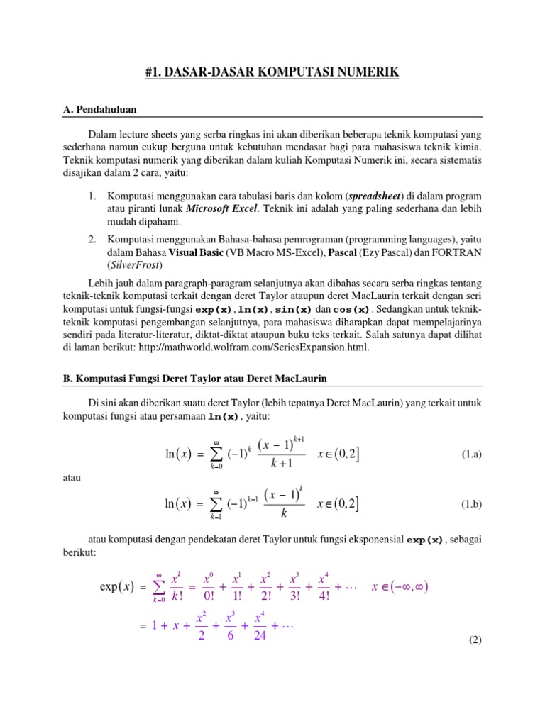 KOMPUTASI NUMERIK (Dasar) PDF | PDF
