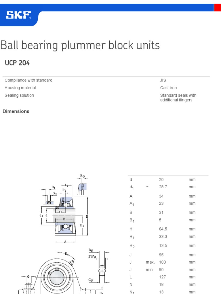 UCP 204 Ball Bearing Plummer Block | PDF | Screw | Metalworking