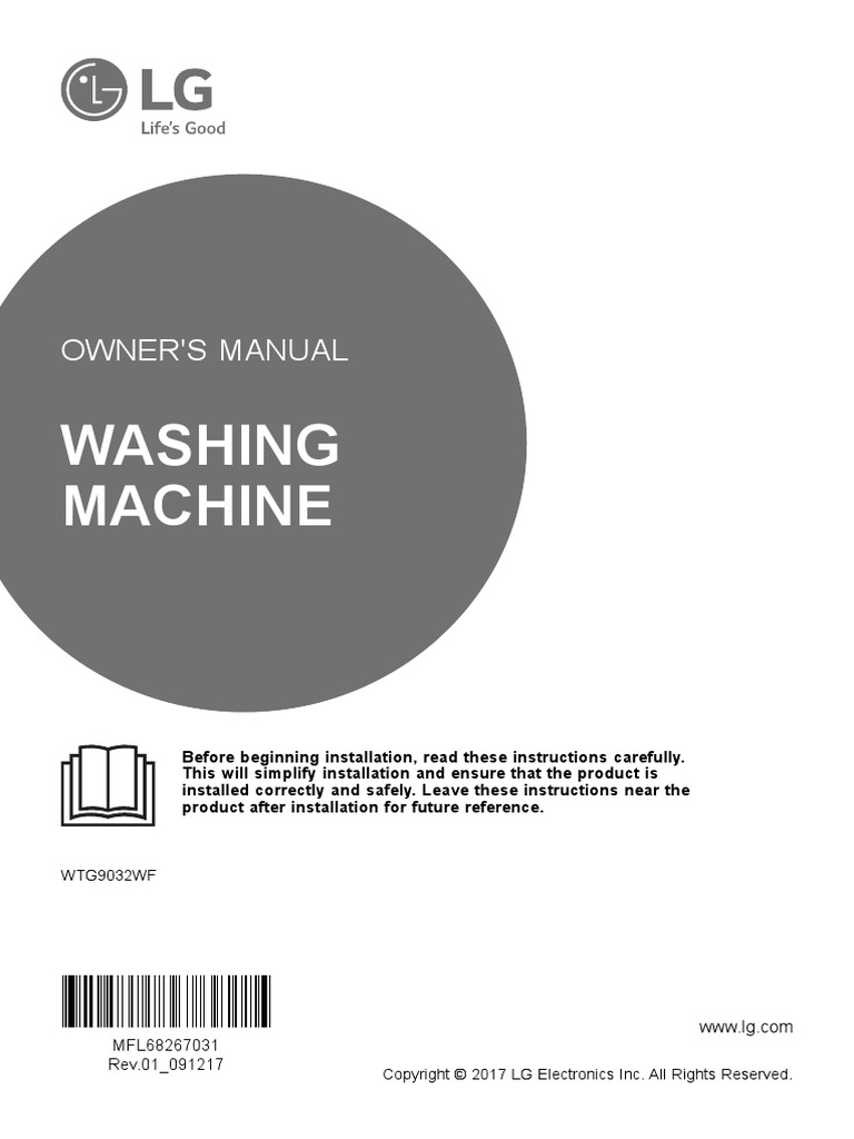 LG WTG9032WF 9kg Top Load Washing Machine User Manual PDF | PDF ...