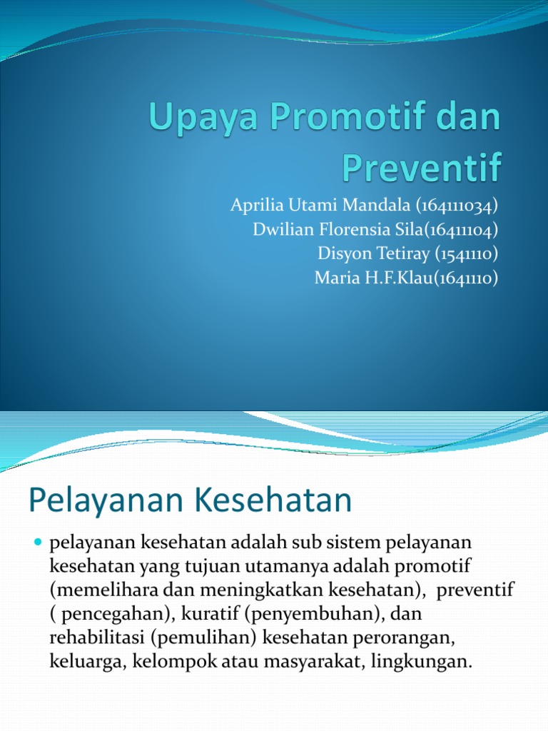 Upaya Promotif Dan Preventif | PDF