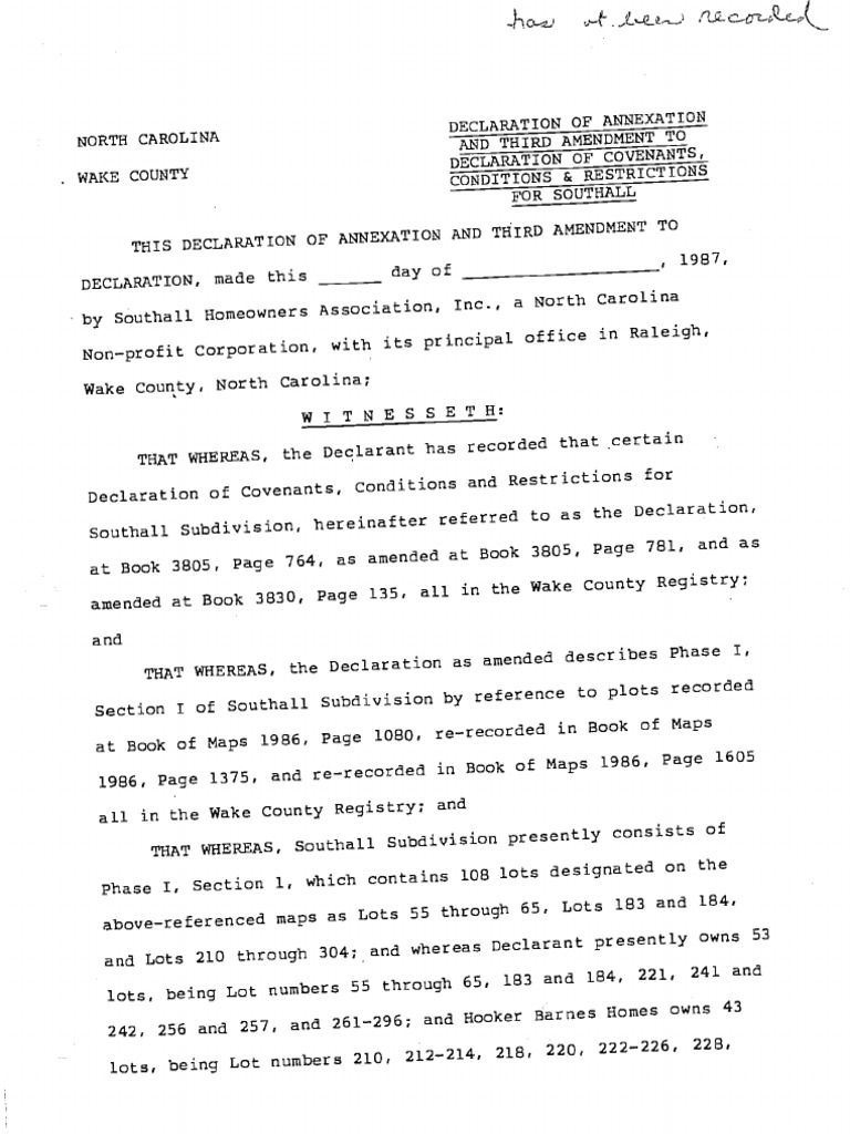 HOA Covenants Easthampton (Southall) | PDF | Covenant (Law) | Easement