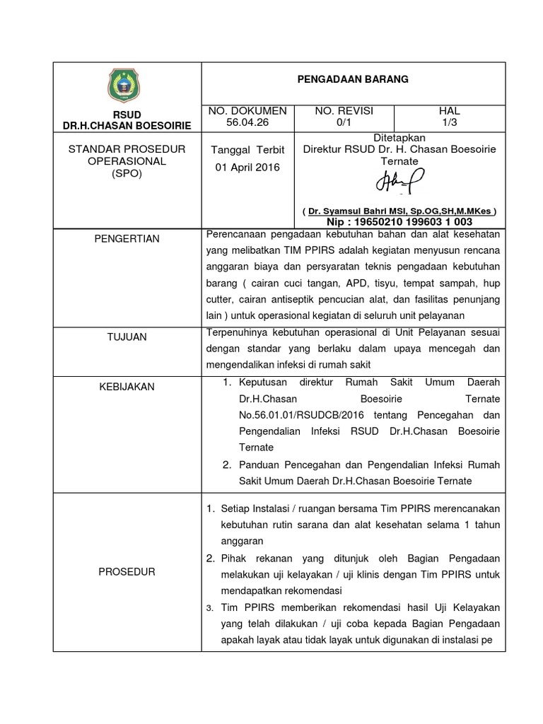 SOP Pengadaan Barang | PDF