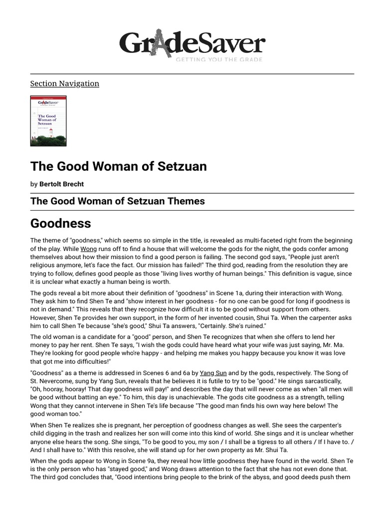 The Good Woman of Setzuan Themes - GradeSaver | PDF