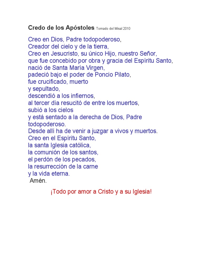 Credo de Los Apóstoles | PDF | Religión y espiritualidad