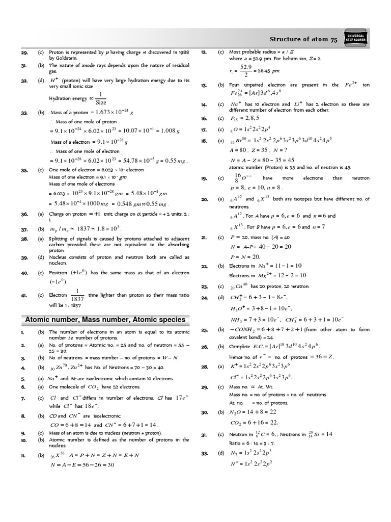 03-Atomic Structure-Sol.-Final-E PDF | PDF | Atomic Orbital | Electron ...
