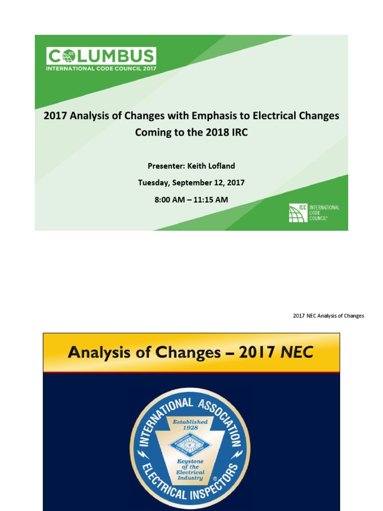 2017 Analysis of Changes With Emphasis To Electrical Changes Coming To ...