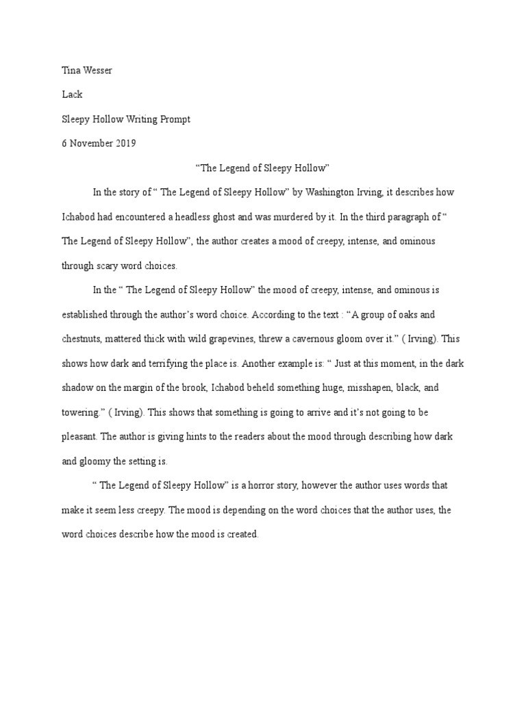 Christina Wesser - Sleepy Hollow Writing Assignment | PDF