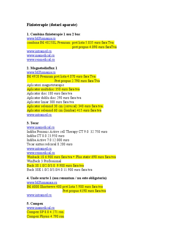 Fizio Dotari Aparate | PDF