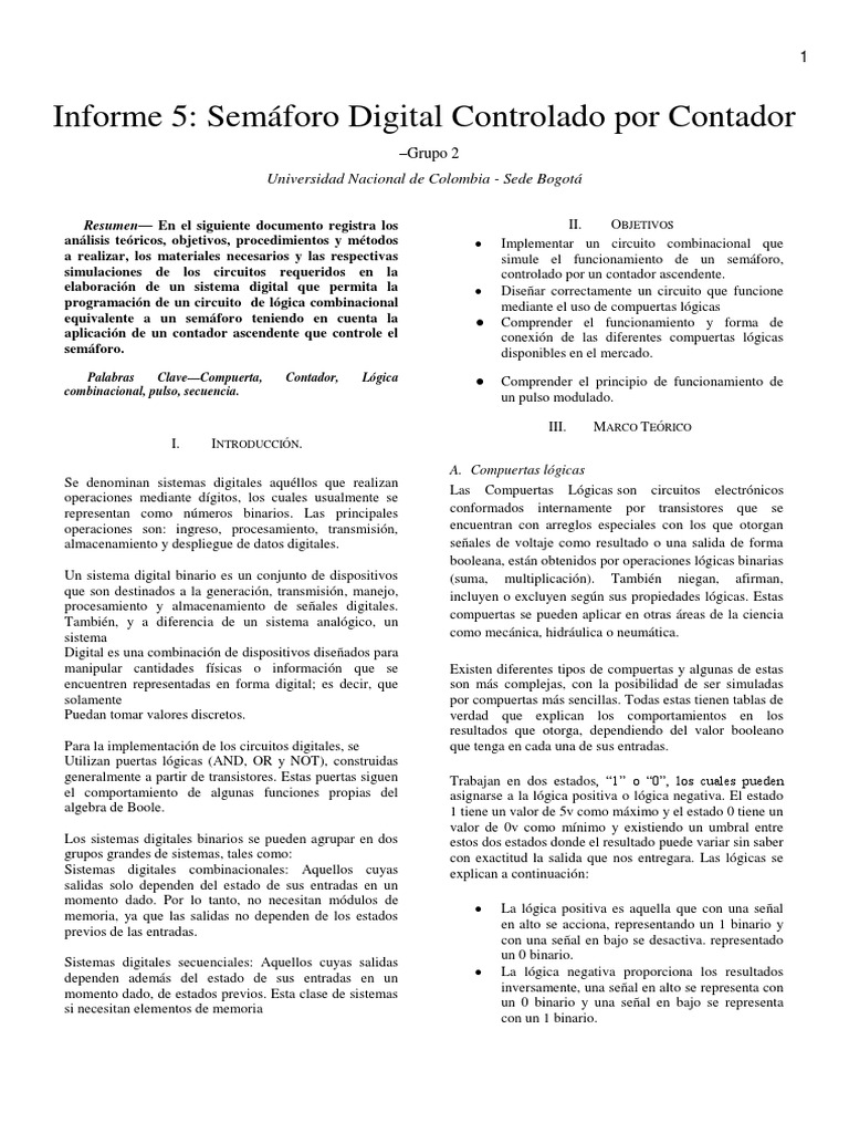 Semáforo Digital con Contador Ascendente | PDF | Información digital ...