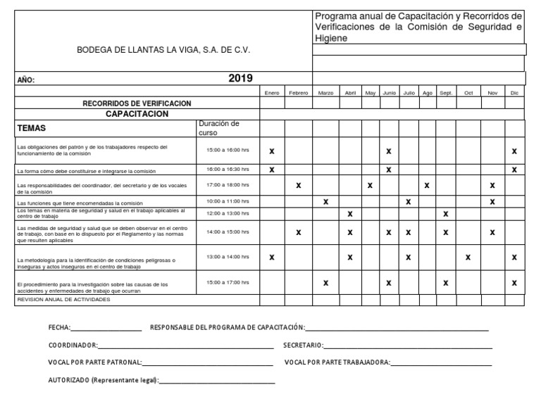 Programa Anual de Capacitacion y Recorridos de Verificaciones de La ...