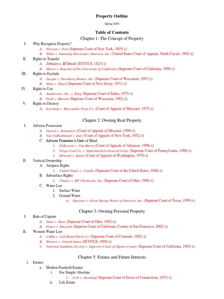 Property Outline | PDF | Adverse Possession | Trespass