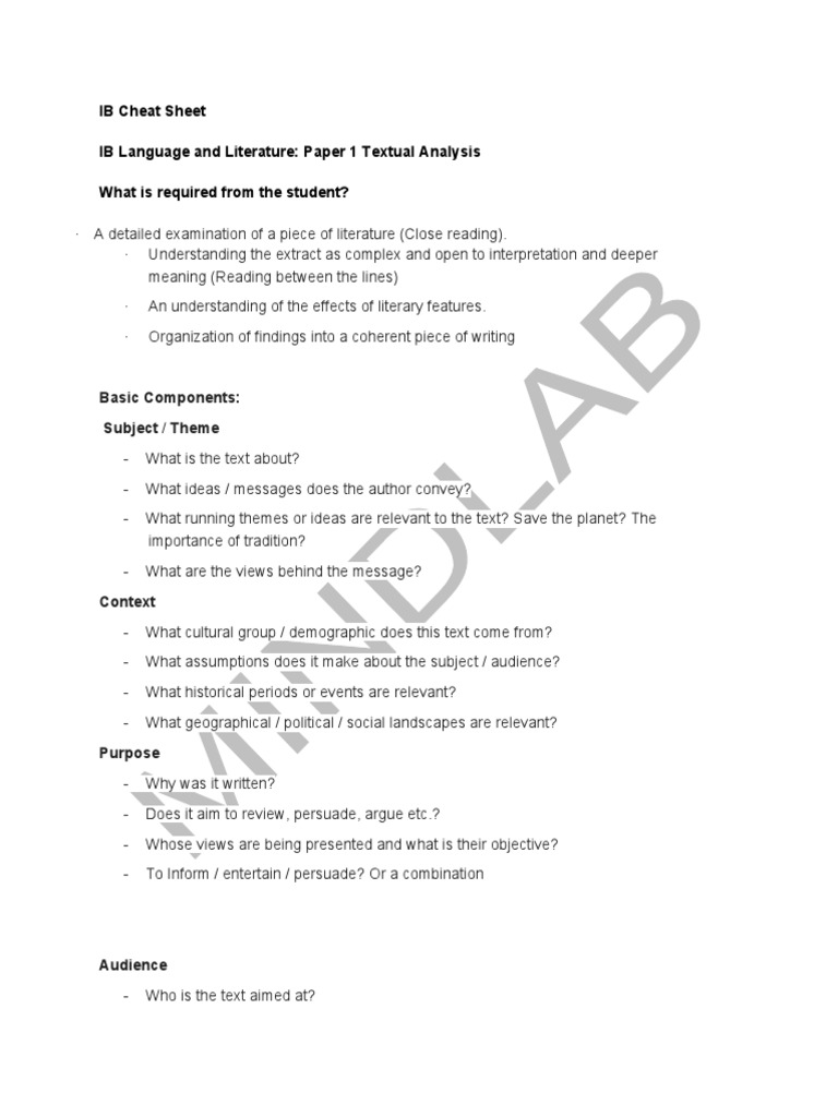 IB LangLit Cheat Sheet | PDF | Sentence (Linguistics) | Verb