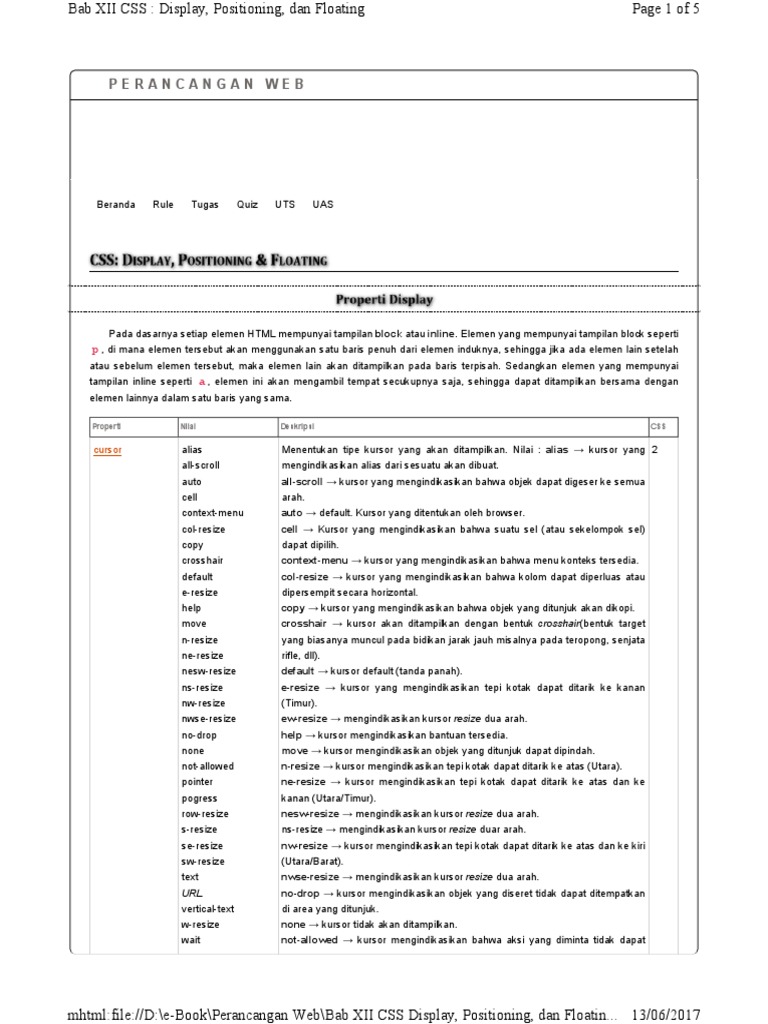 Bab 12 CSS Display, Positioning, Dan Floating | PDF