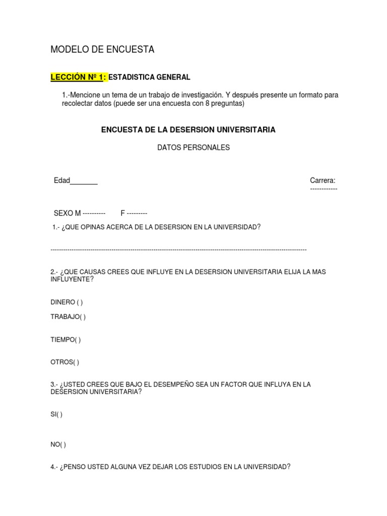 Modelo de Encuestas | PDF