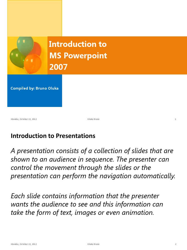 Introduction To Ms Powerpoint 2007 | Download Free PDF | Software ...