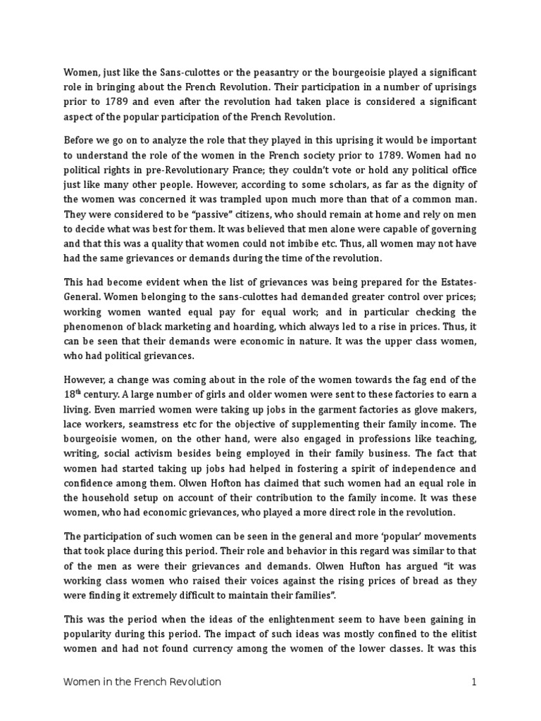 Women in French Revolution | PDF | French Revolution | Political Theories