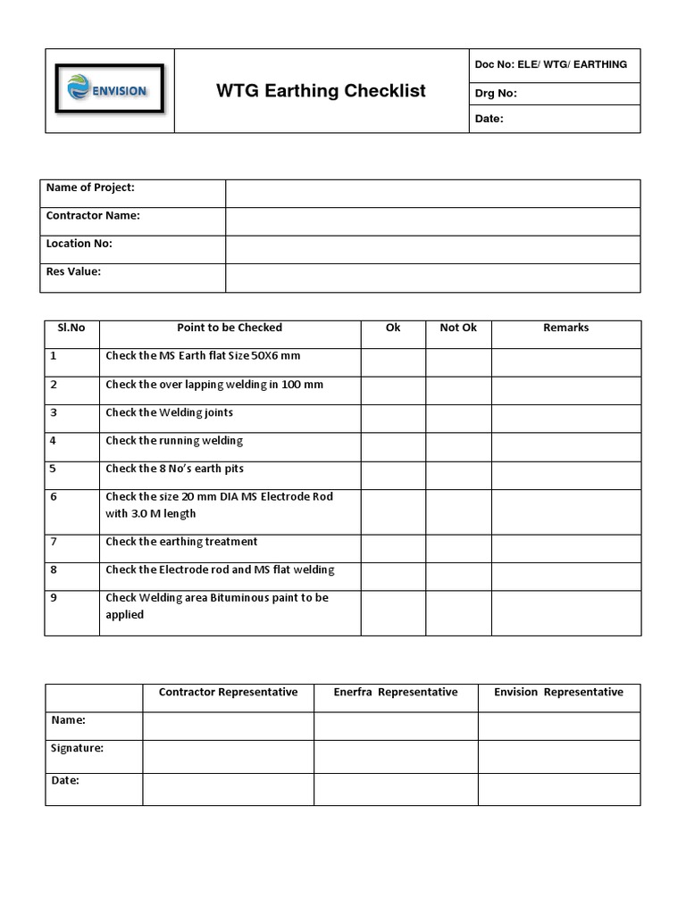 Earthing Checklist | PDF