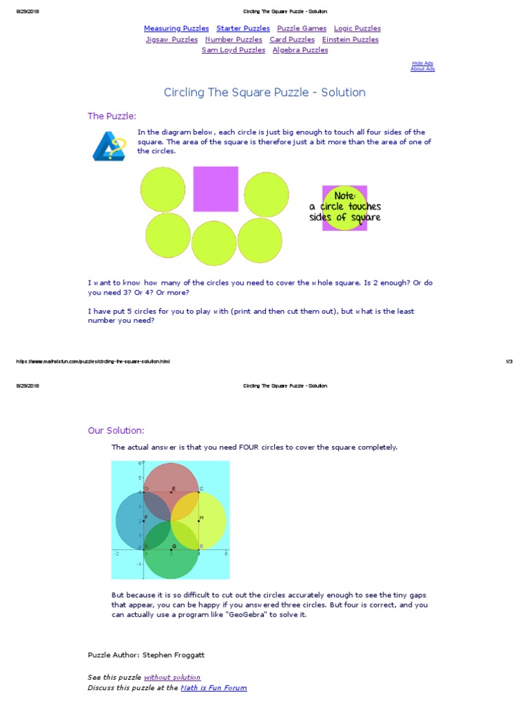 Circling The Square Puzzle - Solution | PDF | Puzzles | Teaching ...