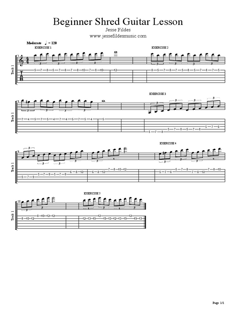 Beginner Shred Guitar Exercises | PDF