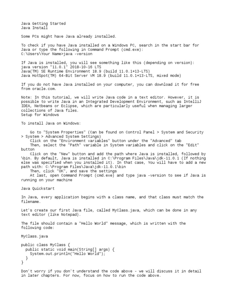 Hello Java World Pdf Java Programming Language Command Line