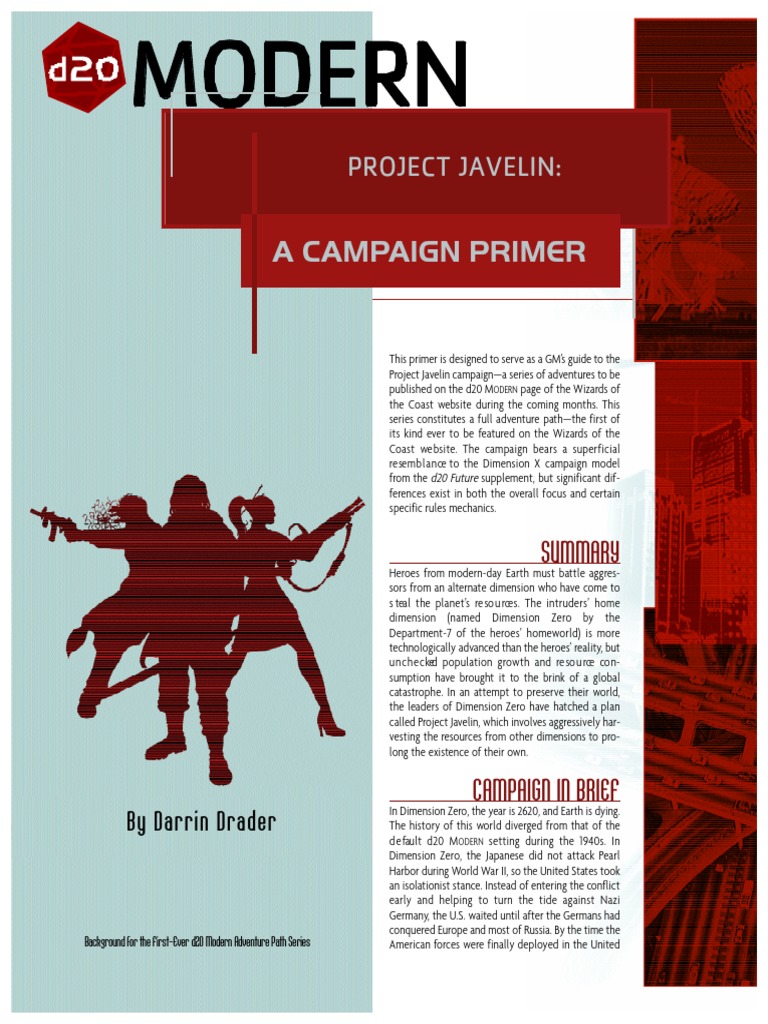 Project Javelin - Campaign Primer | PDF | D20 System | Dungeons & Dragons