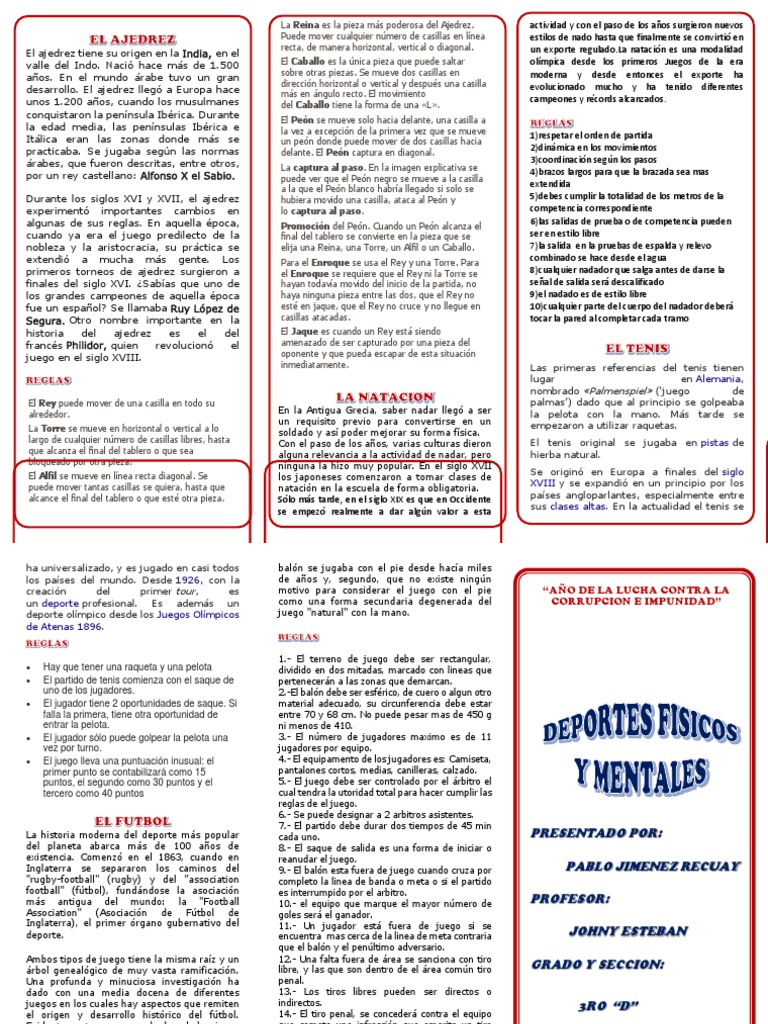 Triptico Juegos Mentales | PDF | Ajedrez | Asociación de Futbol