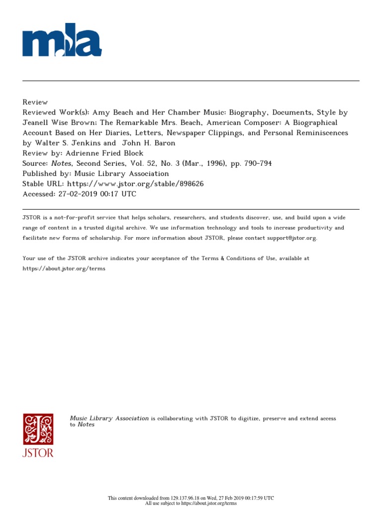 Review the Remarkable Mrs. Beach, Adrienne Fried Block | Harmony ...